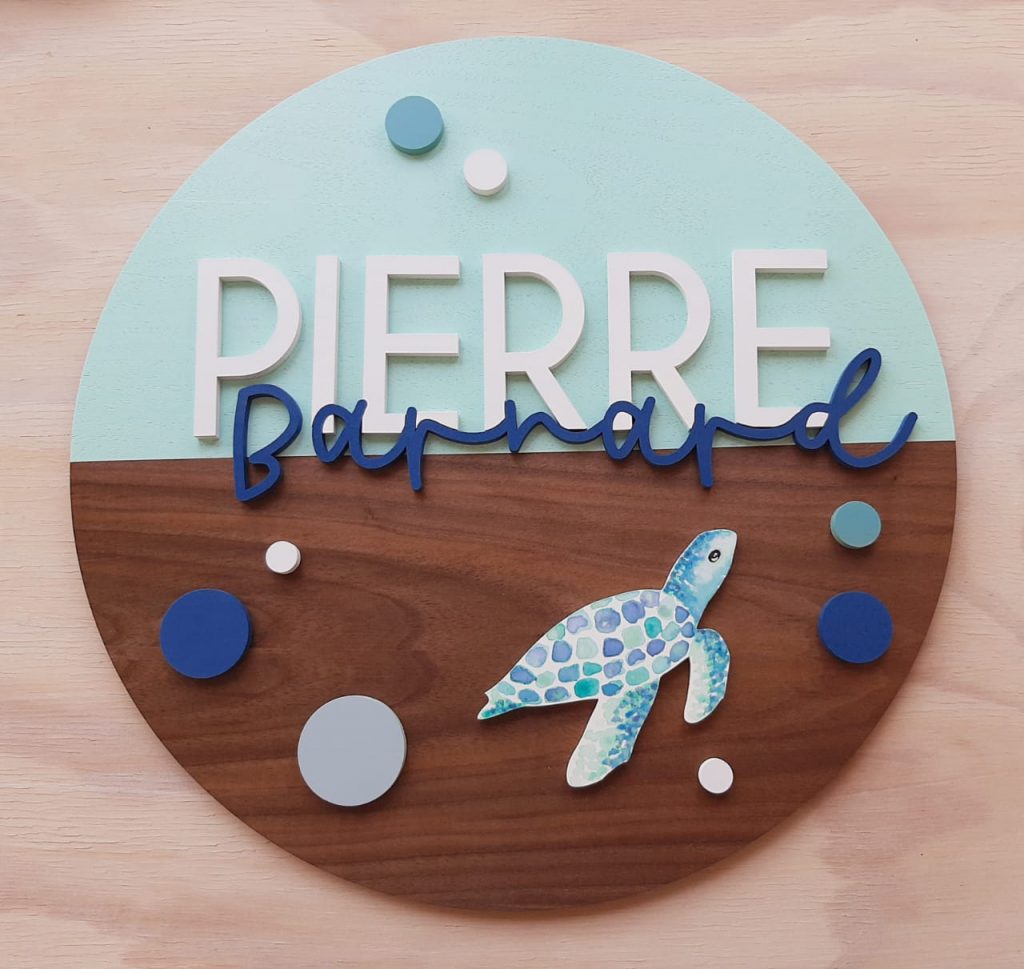 Name Board - Sea Turtle Two-Tone - Woodtechie