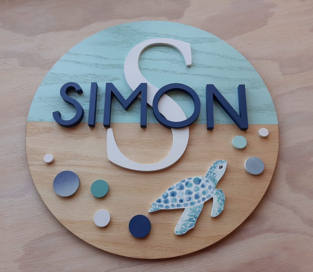 Name Board - Sea Turtle Two-Tone - Woodtechie