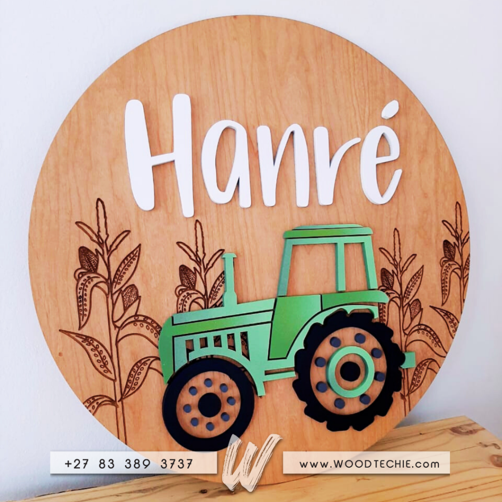 Tractor Premium Name Board - Woodtechie