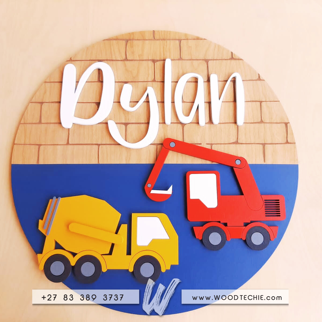 Construction Theme Name Board - Woodtechie