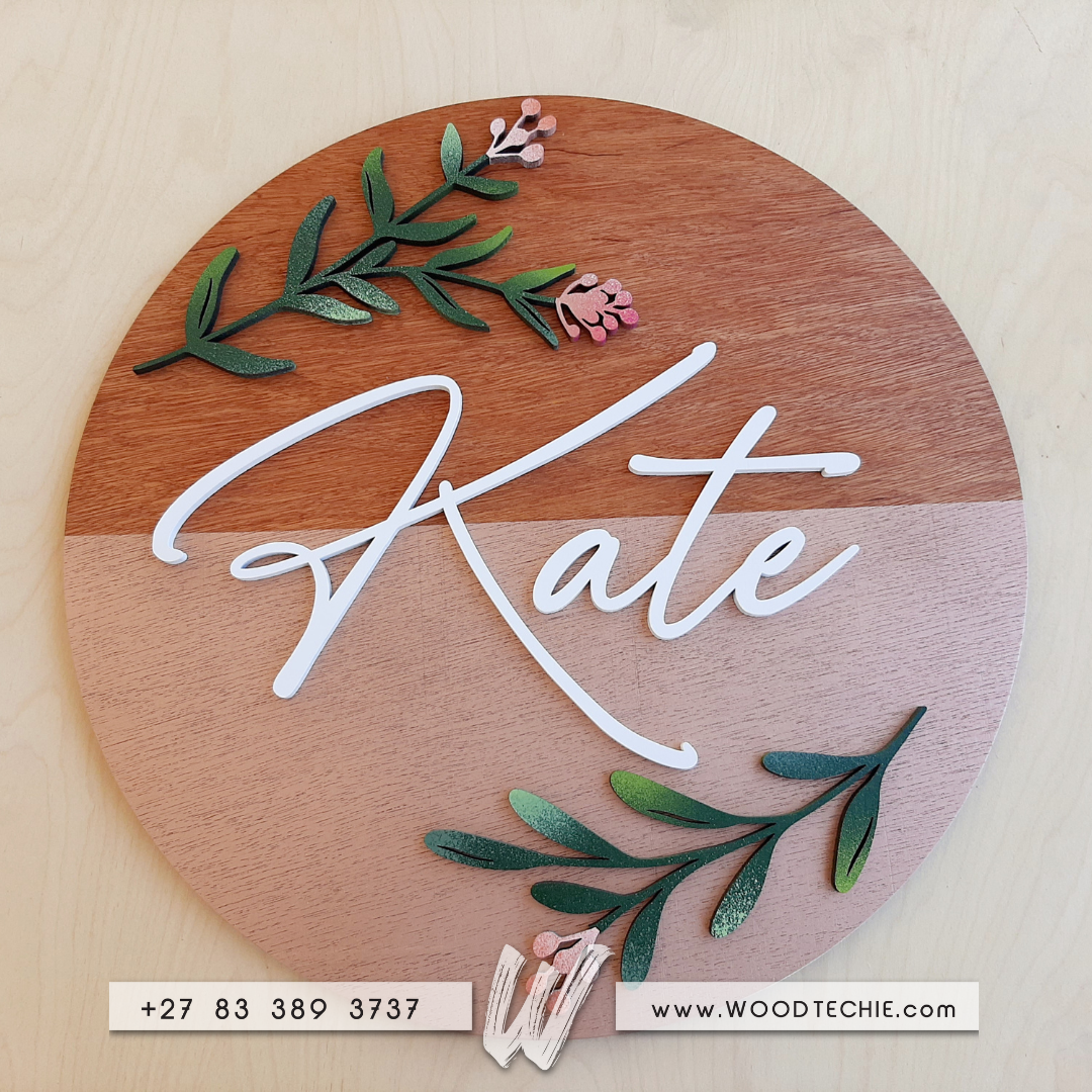 Flower Theme Name Board - Woodtechie
