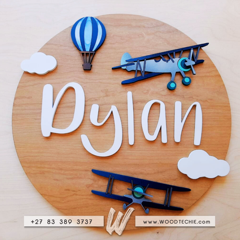 Aeroplane Name Board - Woodtechie