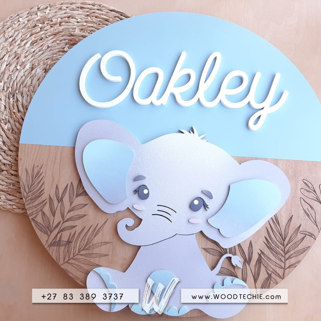 Baby Elephant Name Board - Woodtechie