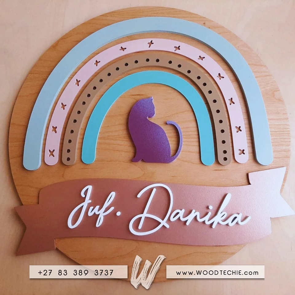 Rainbow Teacher Name Board - Woodtechie