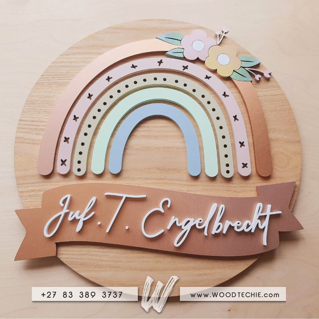 Rainbow Teacher Name Board - Woodtechie